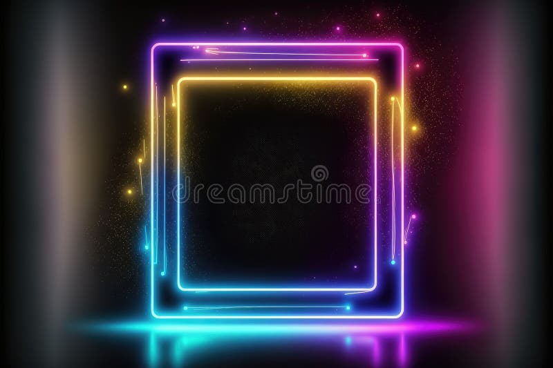 Abstract of Neon Square Shape Isolated on Space Background in Spotlight ...