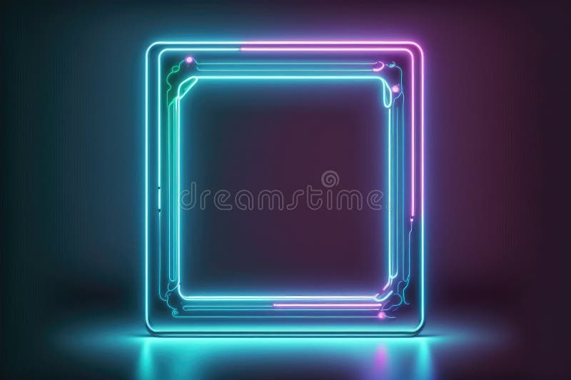 Abstract of Neon Square Shape Isolated on Space Background in Spotlight ...