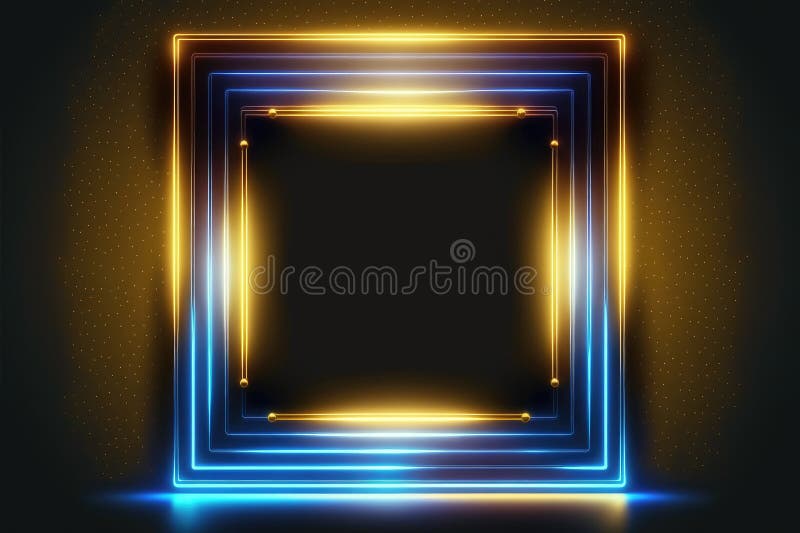 Abstract of Neon Square Shape Isolated on Space Background in Spotlight ...