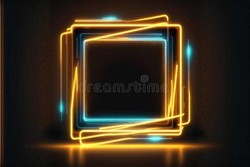 Abstract of Neon Square Shape Isolated on Space Background in Spotlight ...