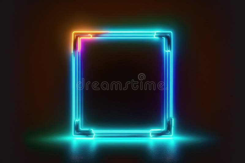 Abstract of Neon Square Shape Isolated on Space Background in Spotlight ...