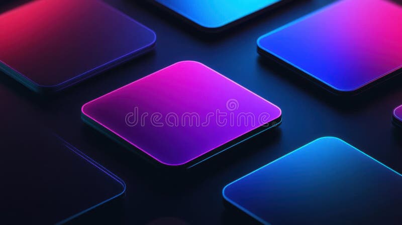 Abstract Neon Squares, Glowing Shapes, Digital Art Stock Illustration ...