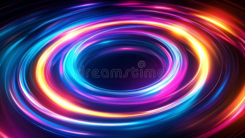 Abstract Neon Swirls Circular Light Design Stock Illustration ...