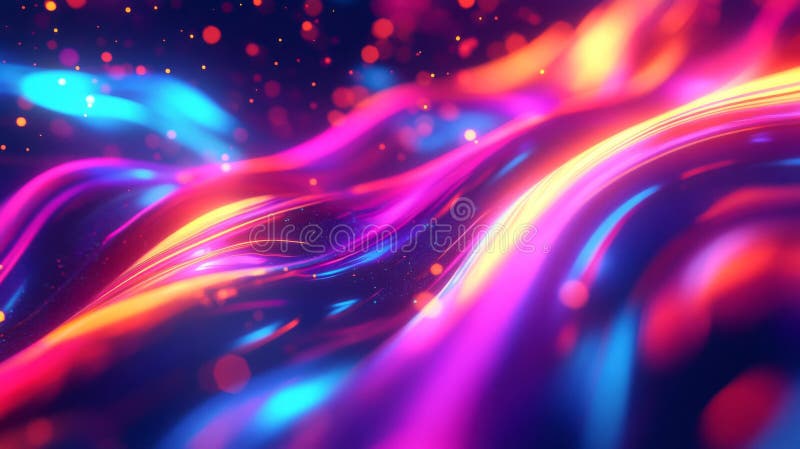 Abstract Neon Swirls with Sparkling Lights Stock Illustration ...