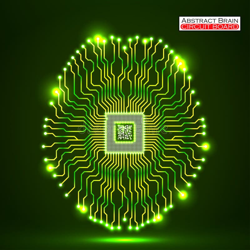 Abstract Neon Technological Brain, Artificial Intelligence with Cpu ...