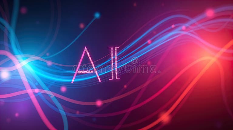Abstract Neon Technology Background with AI Text and Programming Codes ...