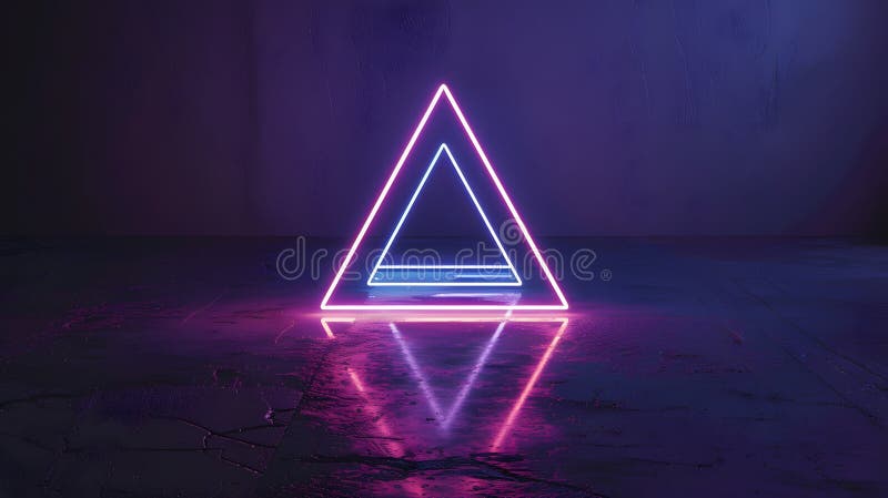 Abstract Neon Triangle Glowing Lines on Dark 80s Retro Design - AI ...