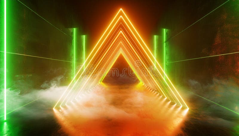 Abstract neon triangle stock illustration. Illustration of surrounding ...