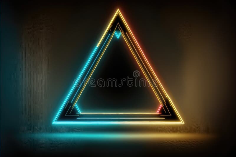 Abstract of Neon Triangle Shape Isolated on Background in Spotlight ...