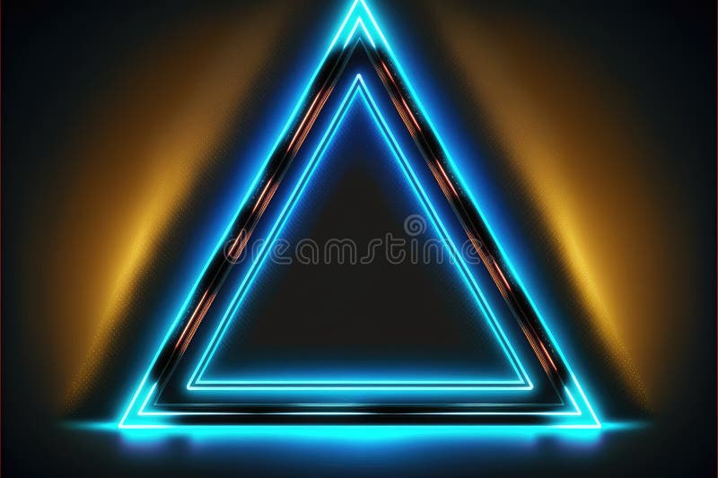 Abstract of Neon Triangle Shape Isolated on Background in Spotlight ...