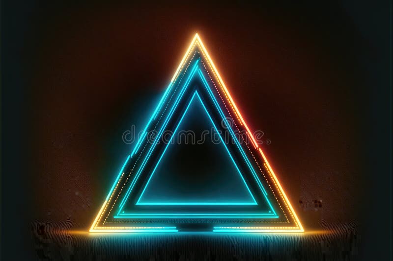 Abstract of Neon Triangle Shape Isolated on Background in Spotlight ...