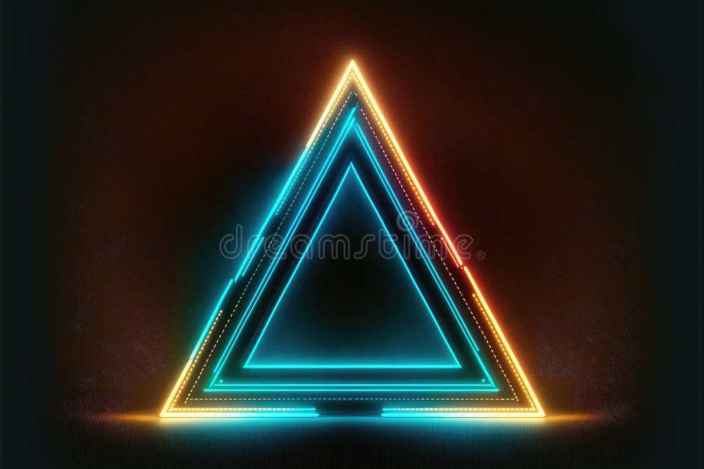 Abstract of Neon Triangle Shape Isolated on Background in Spotlight ...