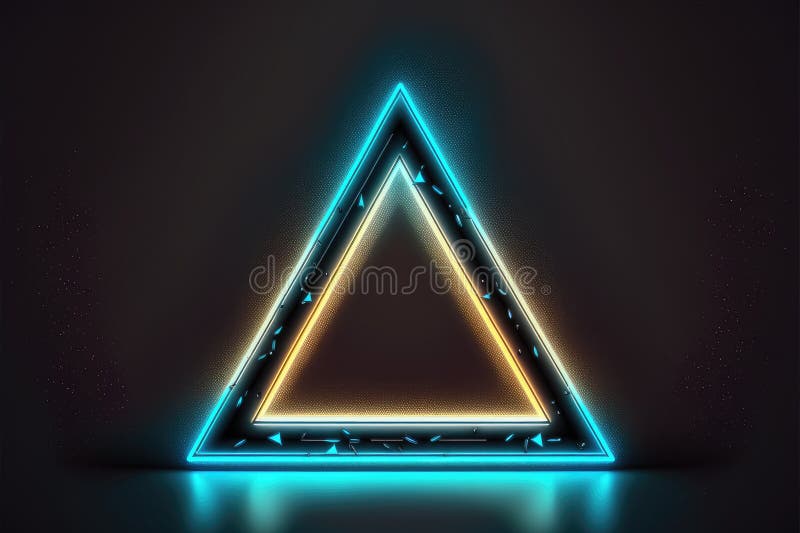Abstract of Neon Triangle Shape Isolated on Background in Spotlight ...