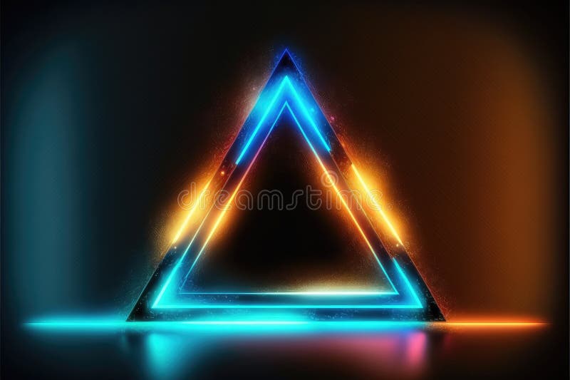 Abstract of Neon Triangle Shape Isolated on Background in Spotlight ...