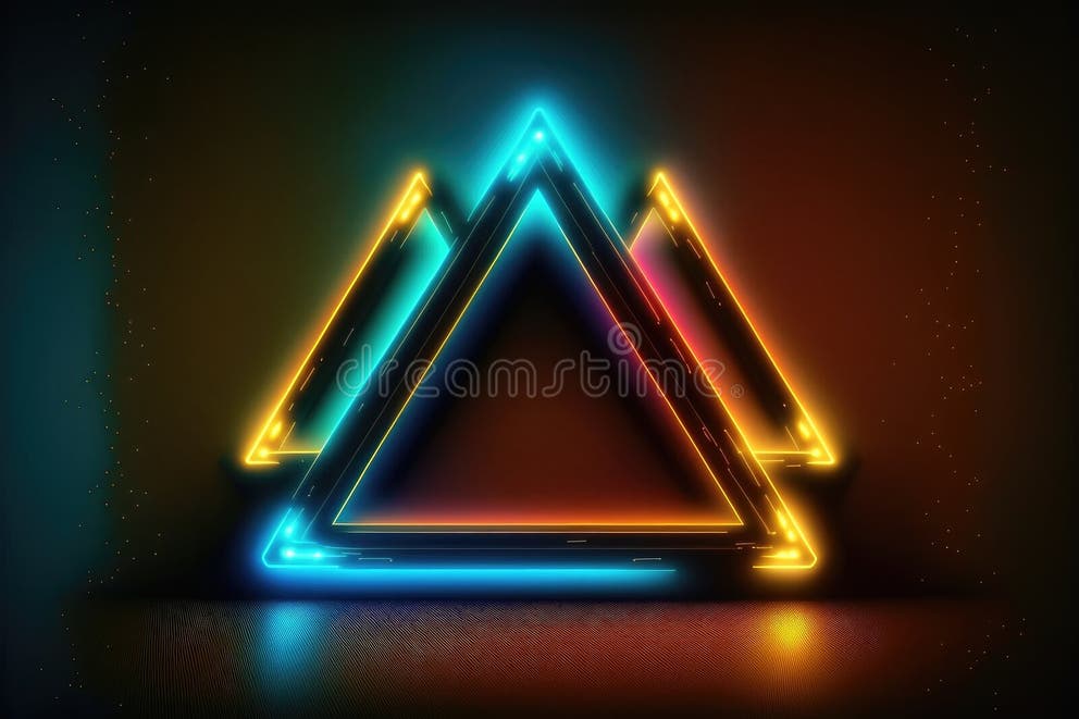 Abstract of Neon Triangle Shape Isolated on Background in Spotlight ...