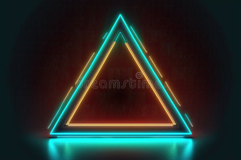 Abstract of Neon Triangle Shape Isolated on Background in Spotlight ...