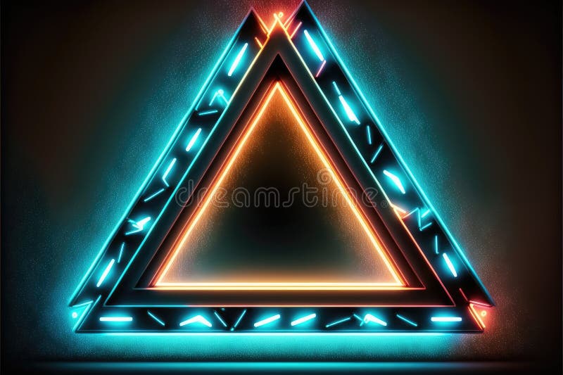 Abstract of Neon Triangle Shape Isolated on Background in Spotlight ...