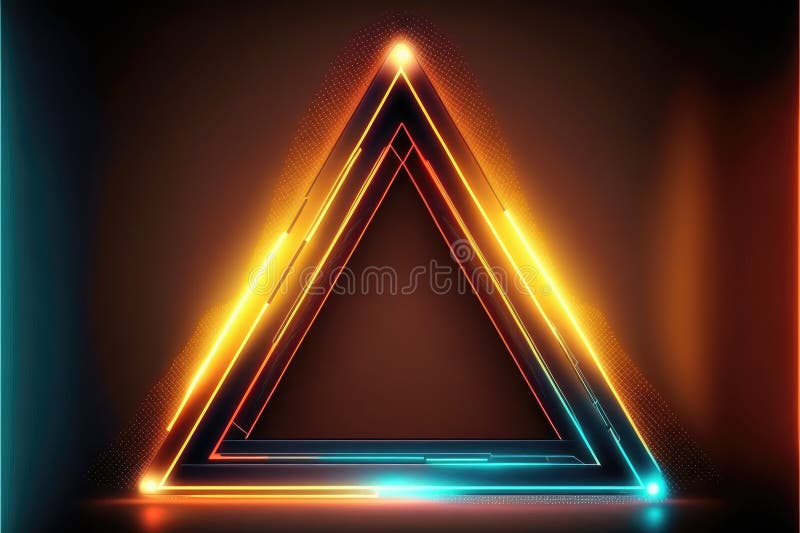 Abstract of Neon Triangle Shape Isolated on Background in Spotlight ...