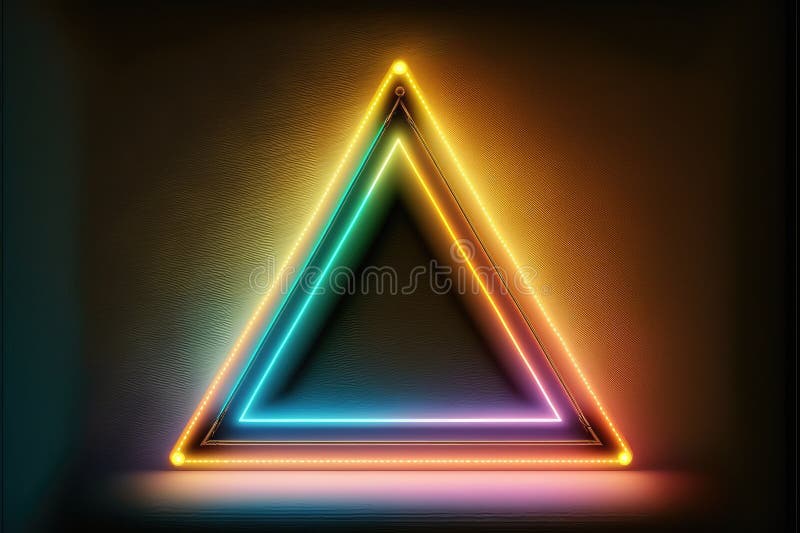 Abstract of Neon Triangle Shape Isolated on Background in Spotlight ...