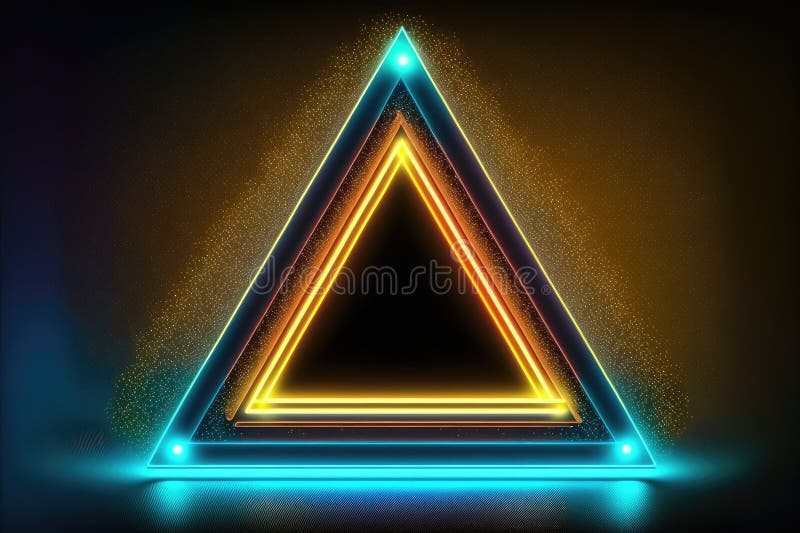 Abstract of Neon Triangle Shape Isolated on Background in Spotlight ...