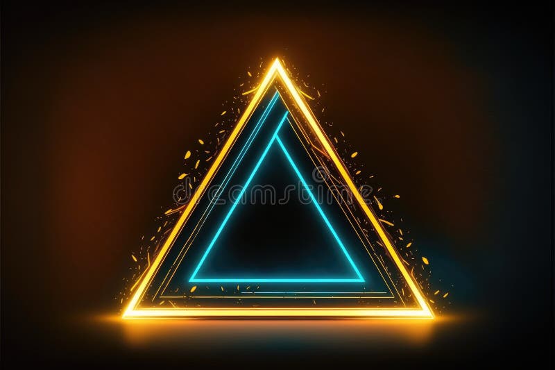 Abstract of Neon Triangle Shape Isolated on Background in Spotlight ...