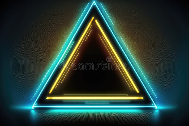 Abstract of Neon Triangle Shape Isolated on Background in Spotlight ...