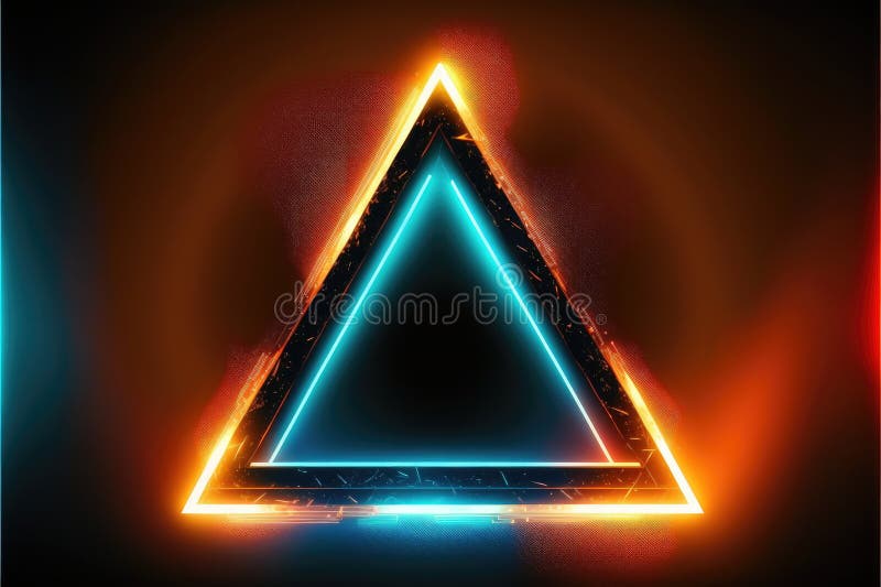 Abstract of Neon Triangle Shape Isolated on Background in Spotlight ...