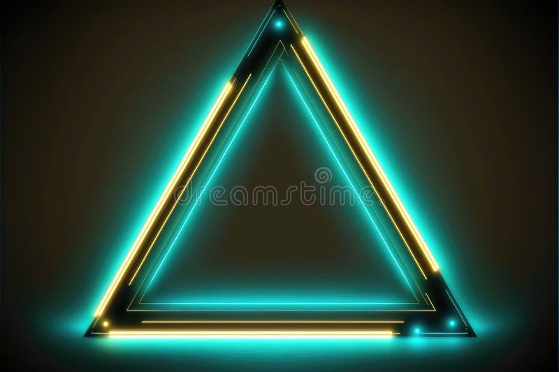 Abstract of Neon Triangle Shape Isolated on Background in Spotlight ...