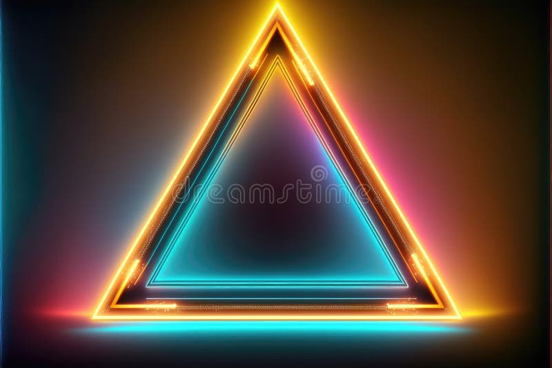 Abstract of Neon Triangle Shape Isolated on Background in Spotlight ...