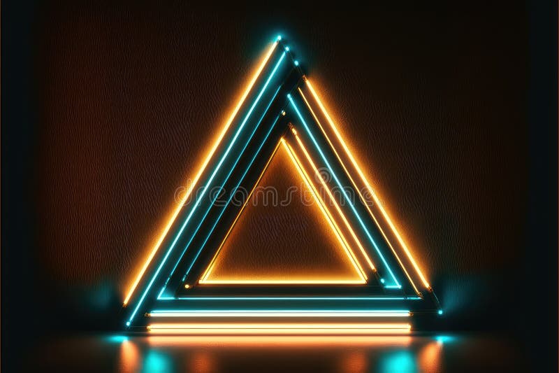 Abstract of Neon Triangle Shape Isolated on Background in Spotlight ...