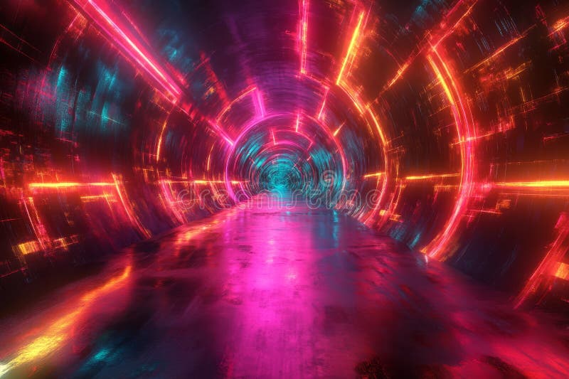 Abstract Neon Tunnel an Immersive Journey through Light and Striking ...