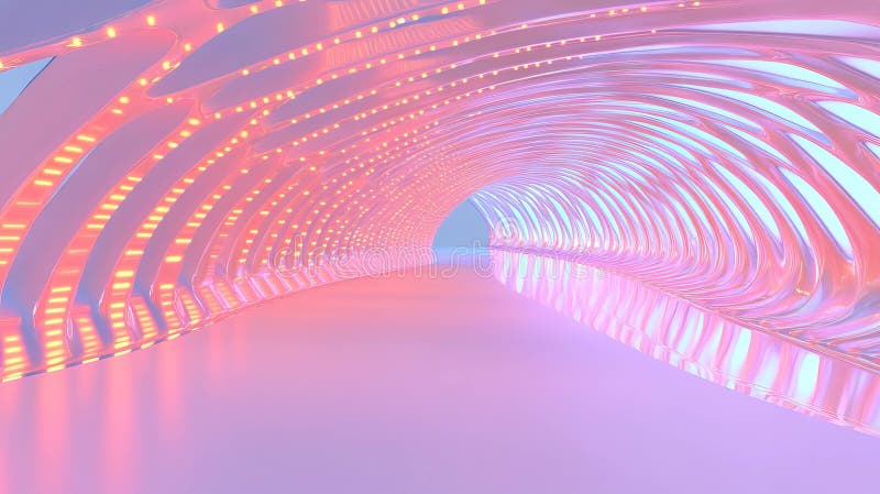 Abstract Neon Tunnel with Intersecting Arches for Futuristic Design ...