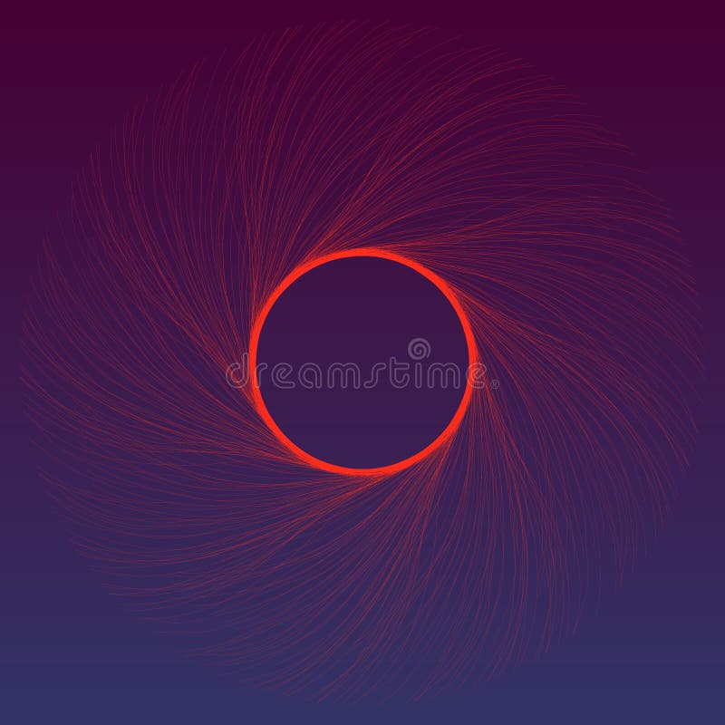 Abstract Neon Twisted Sun Background Over Dark Stock Vector ...