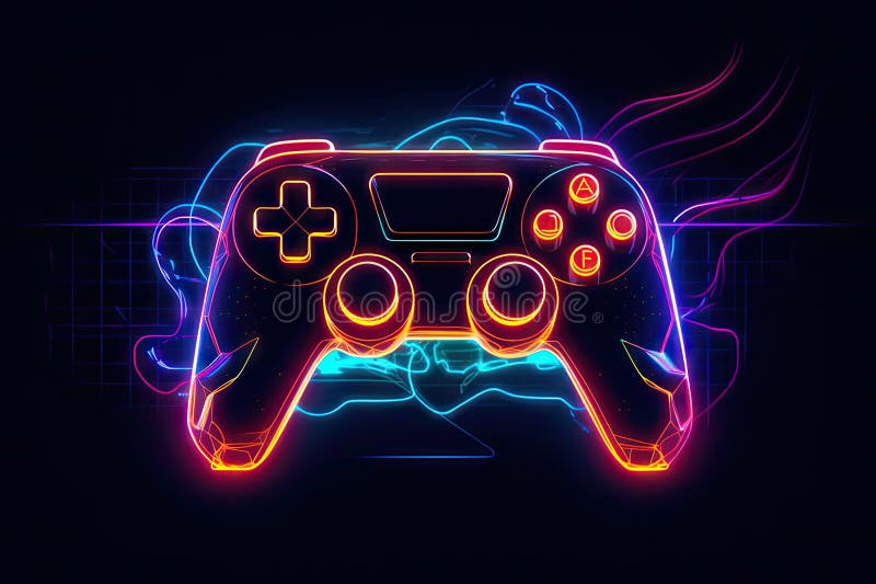 Abstract Neon Video Game Controller Joystick Cyber Gaming Stock ...