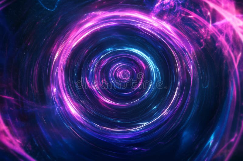 An Abstract Neon Vortex with Glowing Rings, Swirling Patterns, and Deep ...