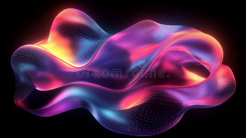Abstract Neon Wave Digital Art Design Stock Illustration - Illustration ...