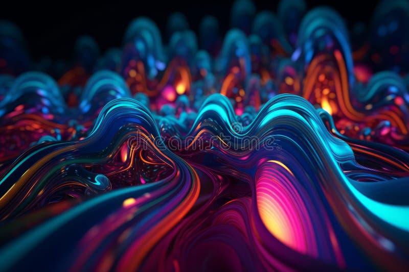 Abstract Neon Wave. Generate Ai Stock Illustration - Illustration of ...