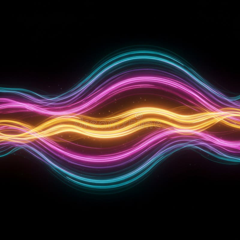 Abstract Neon Wave Light Pattern Background Stock Illustration ...