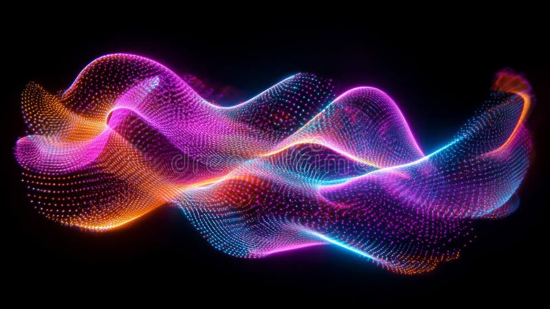 Abstract Neon Wave Particle Flow Design Stock Illustration ...