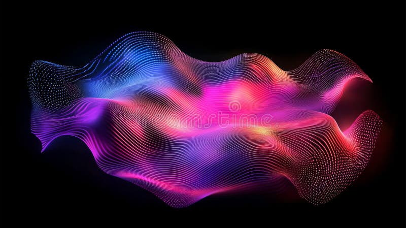 Abstract Neon Wave Particle Flow Design Stock Illustration ...