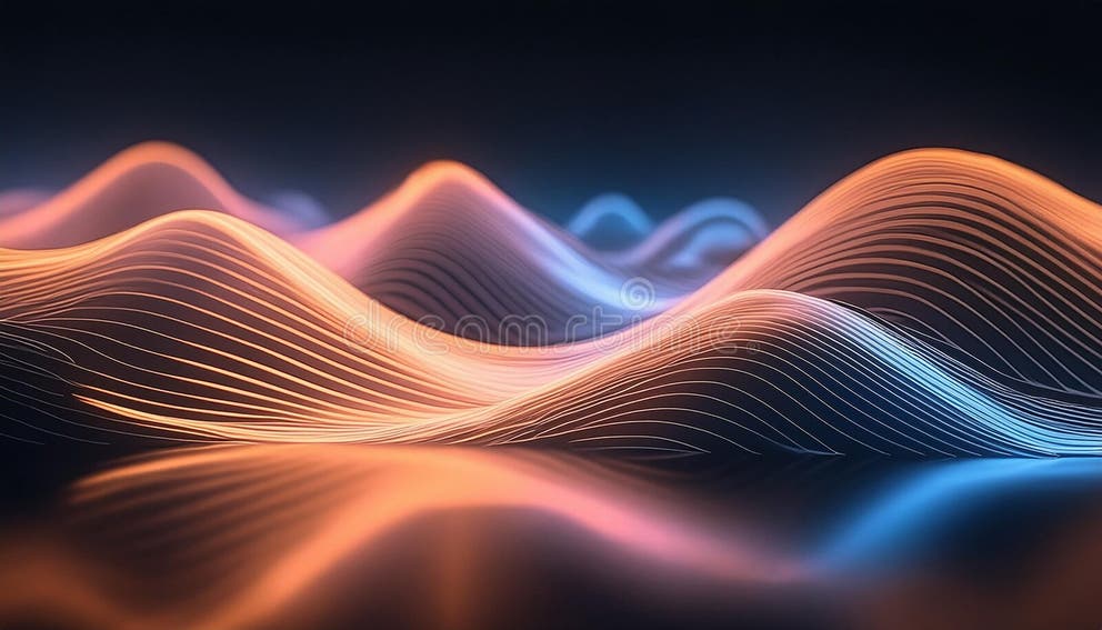 Abstract Neon Wave Pattern on Dark Background Stock Illustration ...