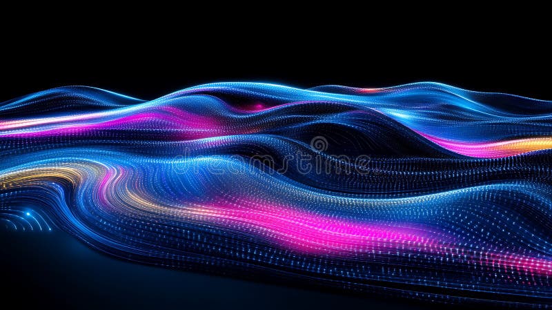 Abstract Neon Wave Pattern Digital Art Stock Illustration ...