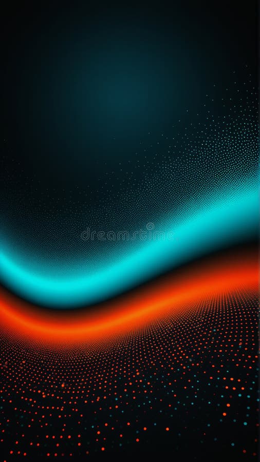 Abstract Neon Wave Pattern with Red and Blue Dotted Gradient on Dark ...
