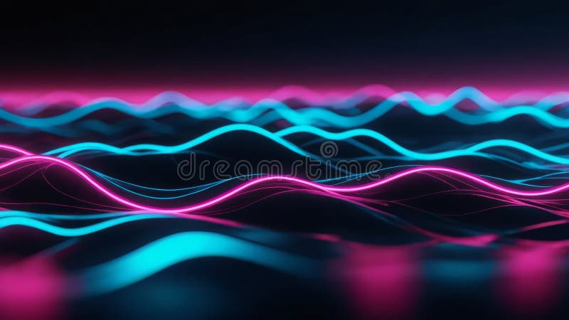 Abstract Neon Waves in Blue and Pink, Forming a Futuristic, Fluid ...