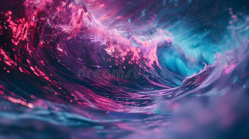 Abstract Neon Waves Collide with Digital Background in Vibrant Display ...