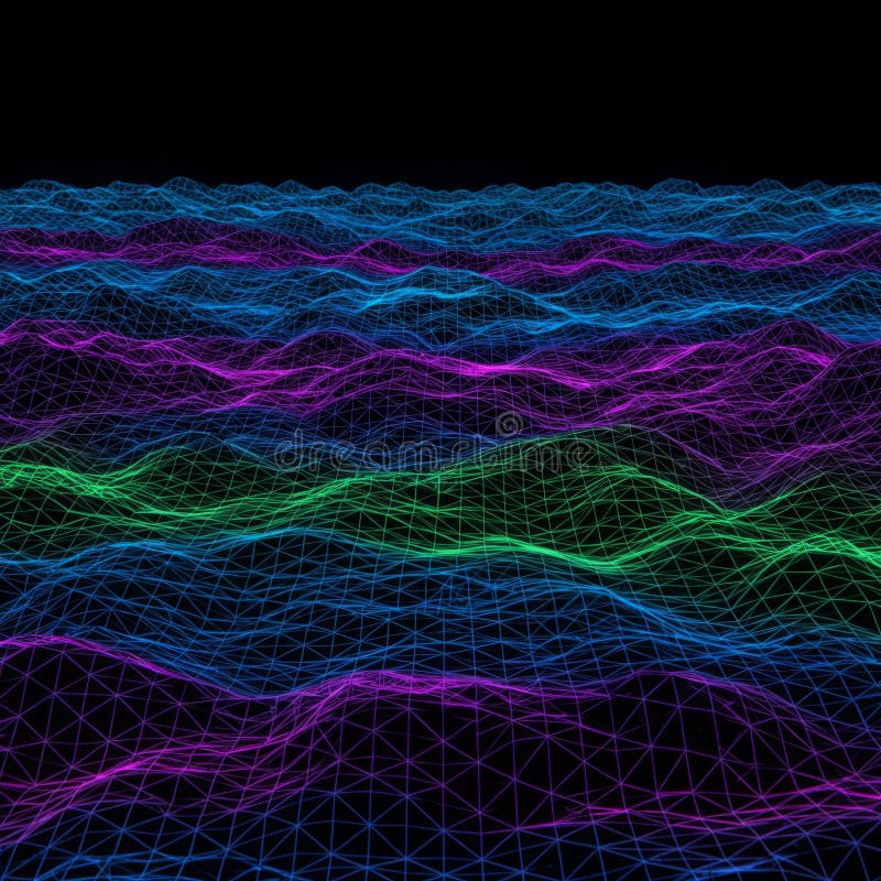 Abstract Neon Waves Digital Background Stock Illustration ...
