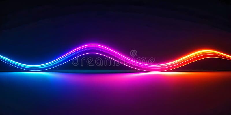 Abstract Neon Wavy Lines Glowing in the Dark Stock Illustration ...