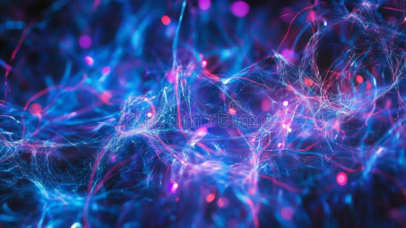 Abstract Neon Web with Blurred Lights Stock Illustration - Illustration ...