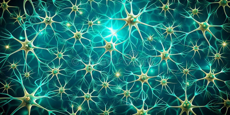 Abstract Nerve Cell Patterns on Teal Seamless Repeatable Background ...