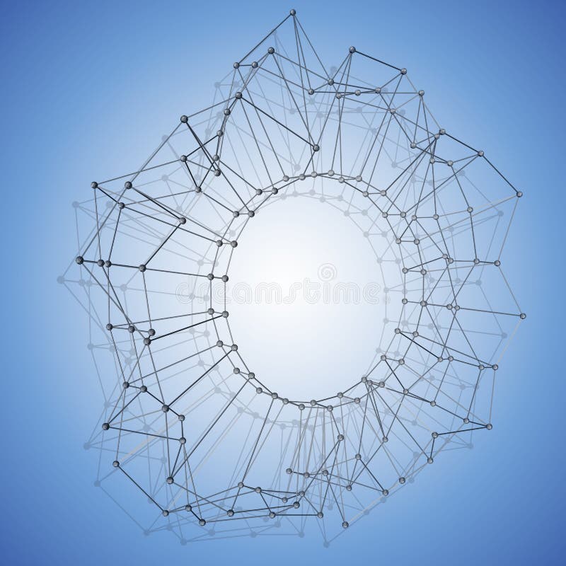 Abstract Net with Lines Connected Dots on Blue. Stock Vector ...
